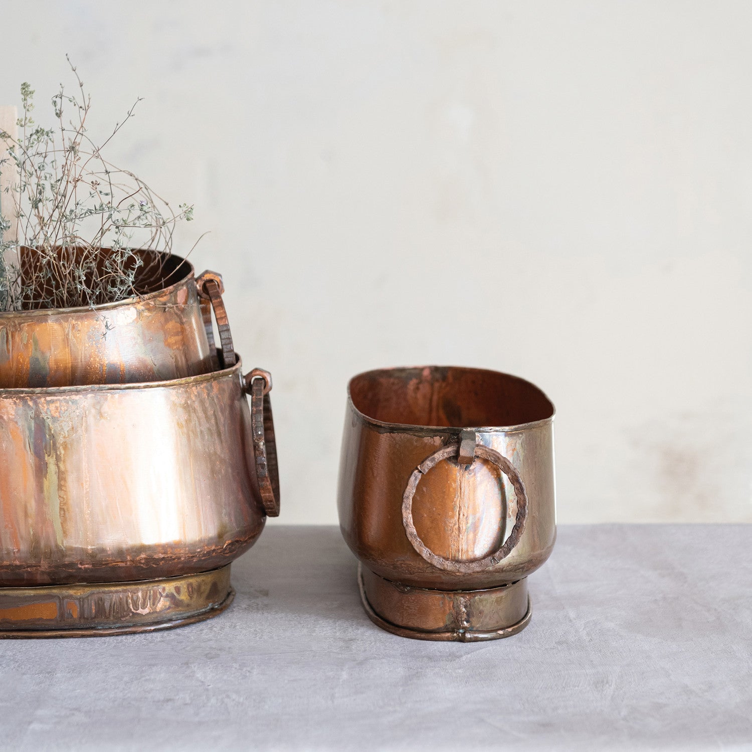 Copper Metal Planters – Jonathan and Max